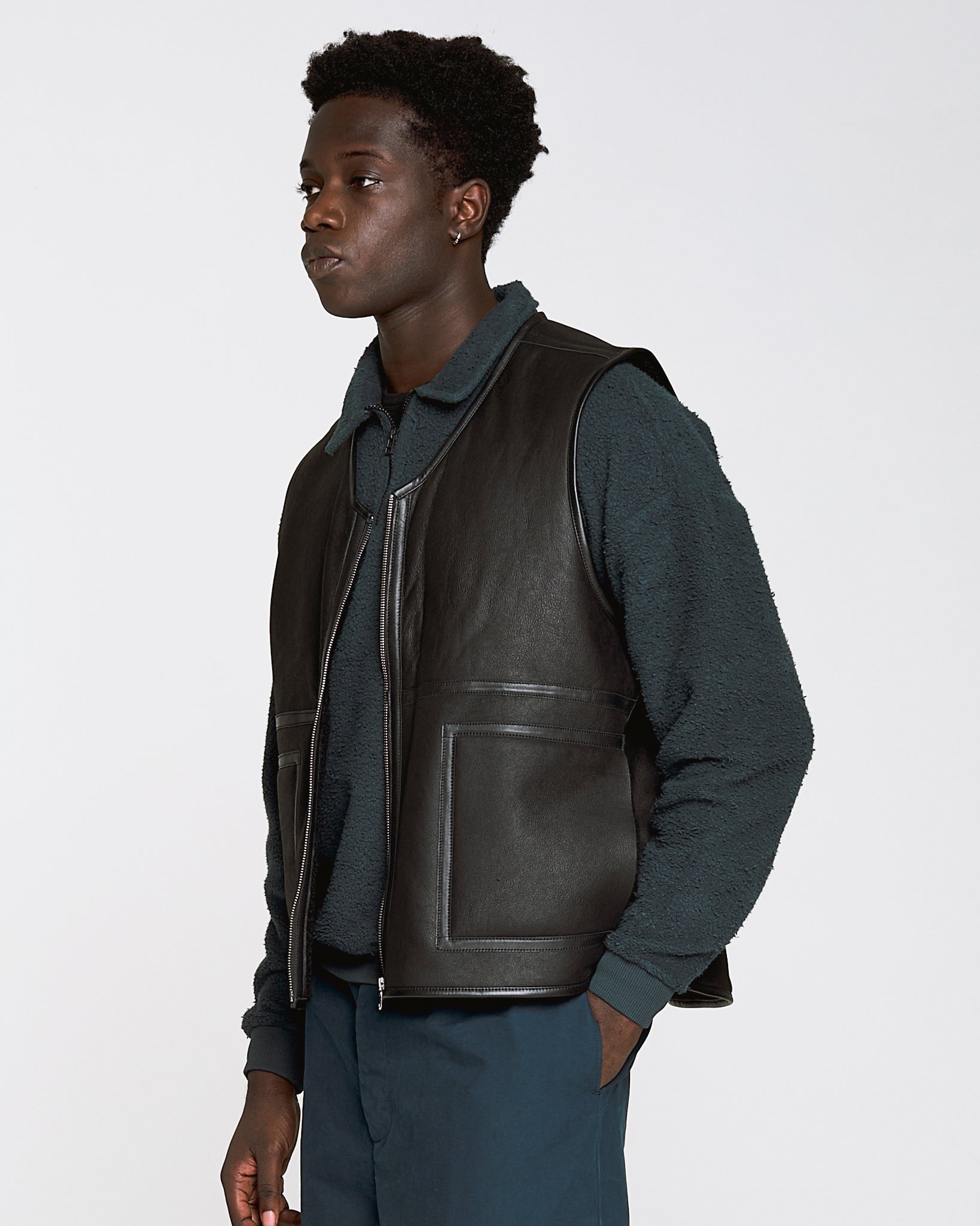 Aviator Vest Shearling Black – Eat Dust